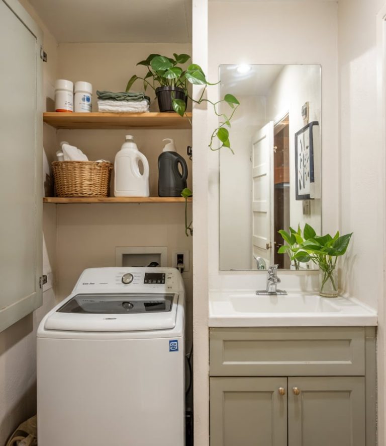 42 Small Laundry Room Designs With Stackable Ideas & Clever Layout ...