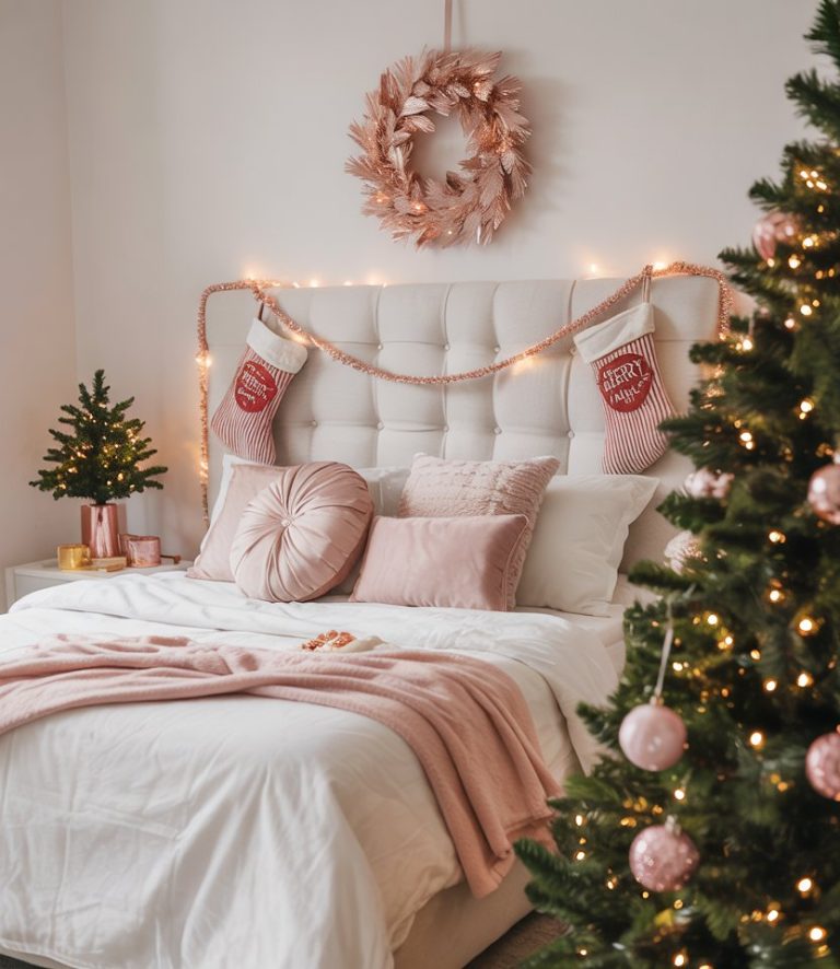 33 Christmas Room Decor Ideas 2025: Aesthetic Cozy Pink, Inspiring ...